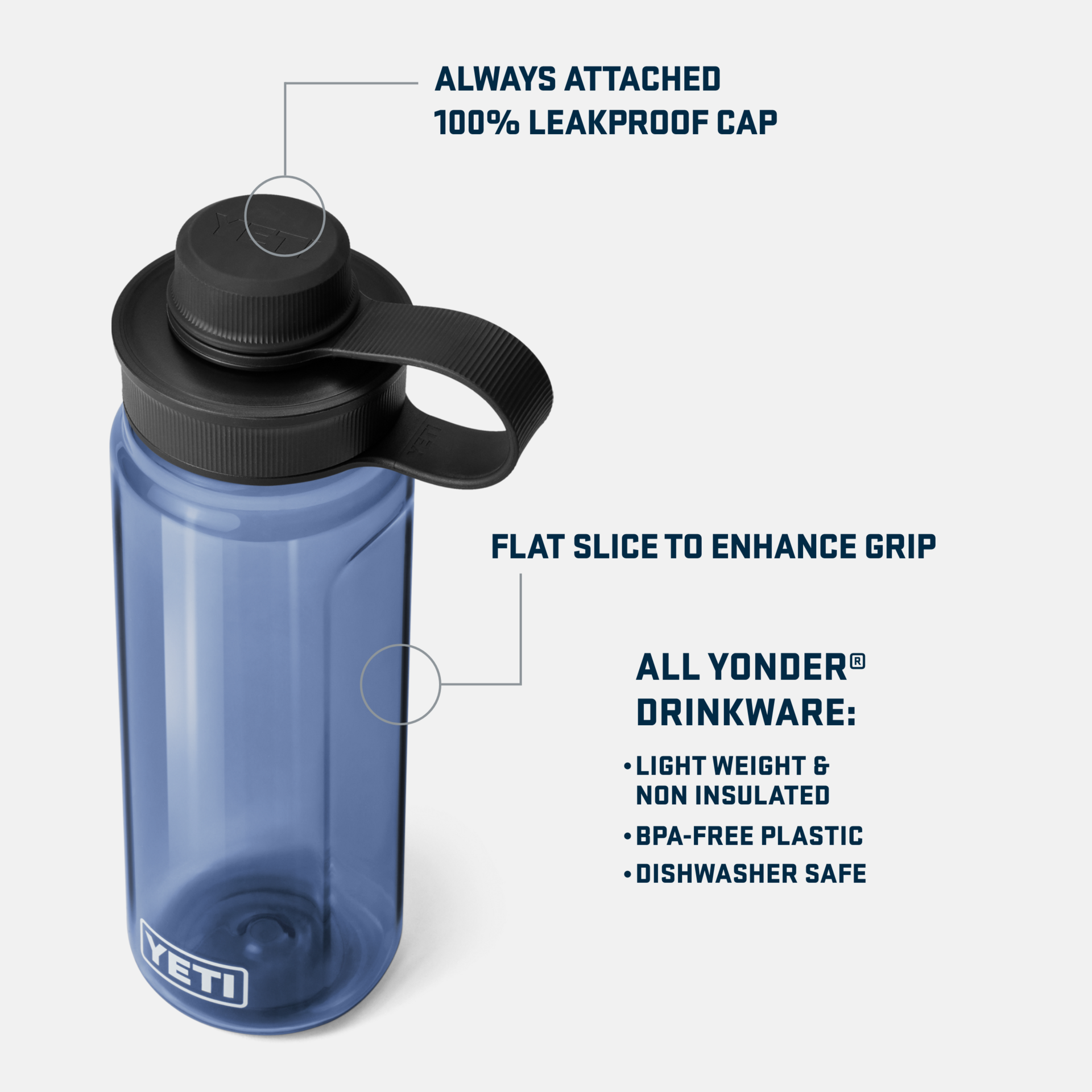 YETI Yonder™ 750 mL / 25 oz Plastic Water Bottle w/ Tether Cap